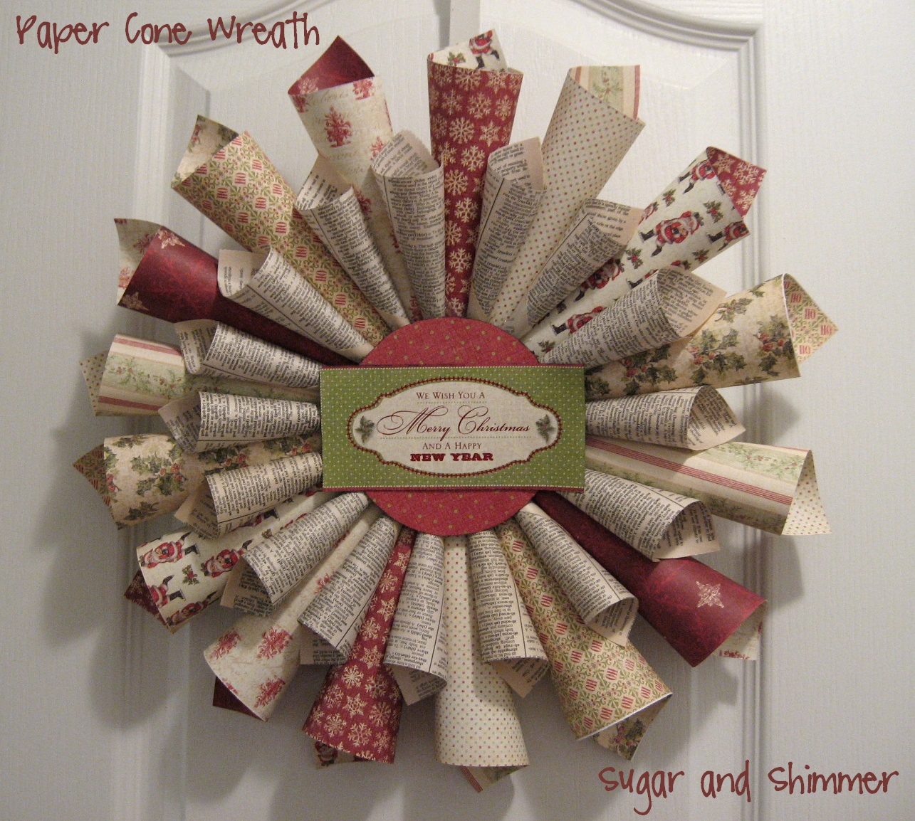 Sugar And Shimmer Christmas Paper Cone Wreath sugar-and-shimmer-christmas-paper-cone-wreath