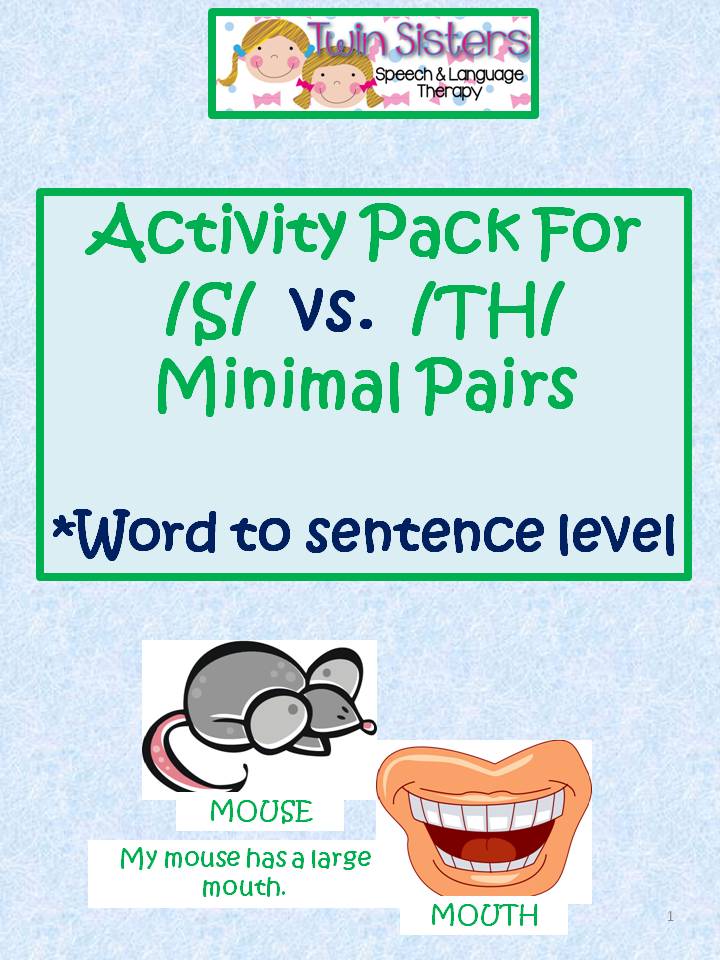 Twin Speech, Language & Literacy LLC: Activity Pack For /S/ vs. /TH ...