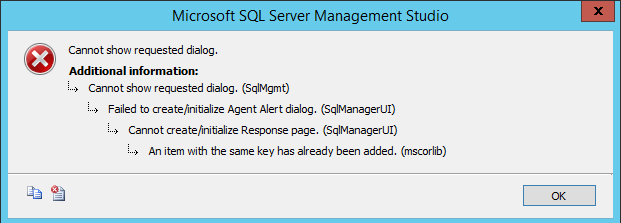 sqldbafamily: Error while trying to open ALERTS in SQL Server