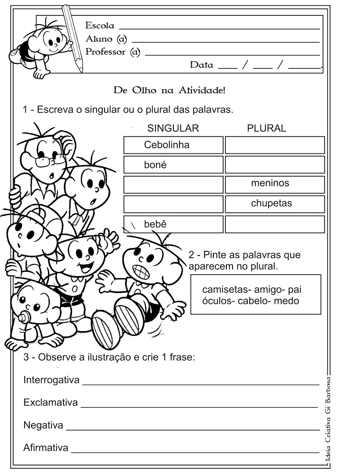 Singular E Plural - Exercícios - RETOEDU
