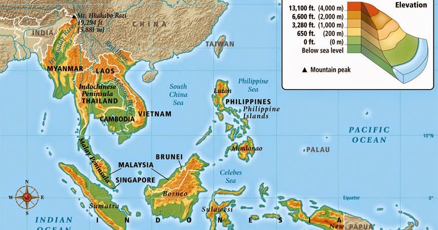 Physical Maps of Southeast Asia - Free Printable Maps