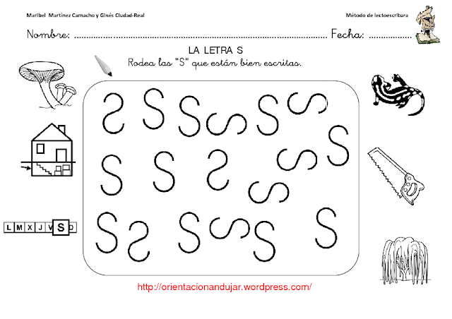 ACTIVIDADES PARA TERCERO DE PREESCOLAR CON LA LETRA S- s - Imagui