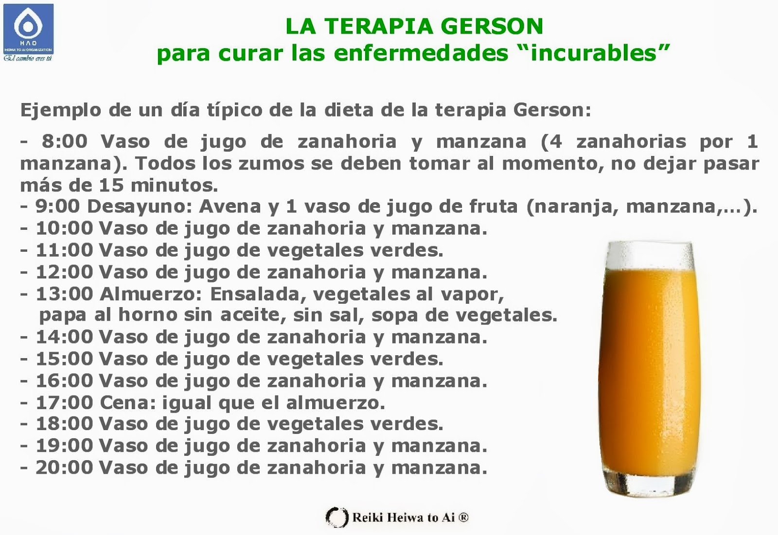 Reiki Heiwa to Ai ® (HAR): LA TERAPIA GERSON - Un día típico realizando la terapia Gerson