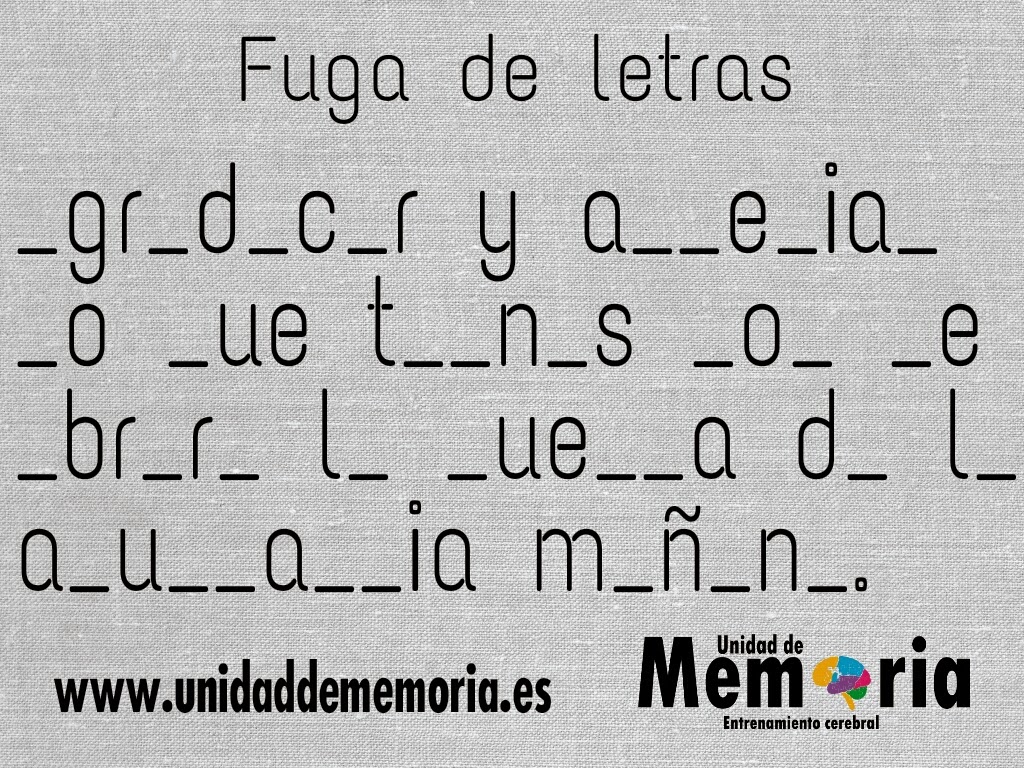 Unidad de Memoria Entrenamiento Cerebral: Fuga de letras 4-4-2015