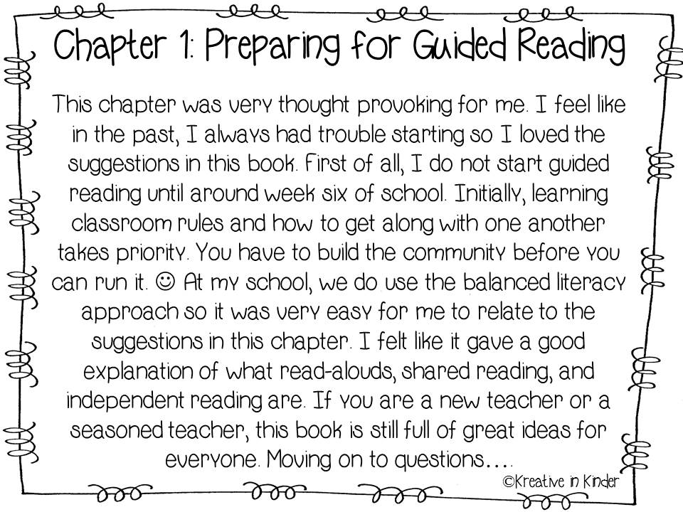 Guided Reading Book Study Chapter ONE! - Kreative in Kinder