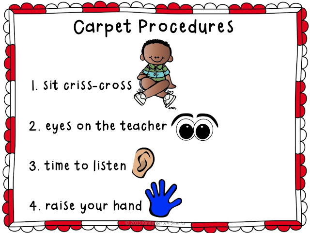 Carpet Procedures Poster and Reminder Cards - Kindergarten Smarts