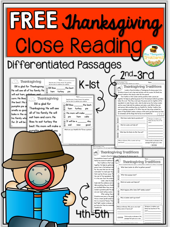 Thanksgiving Close Reading Freebies | Classroom Freebies | Bloglovin’