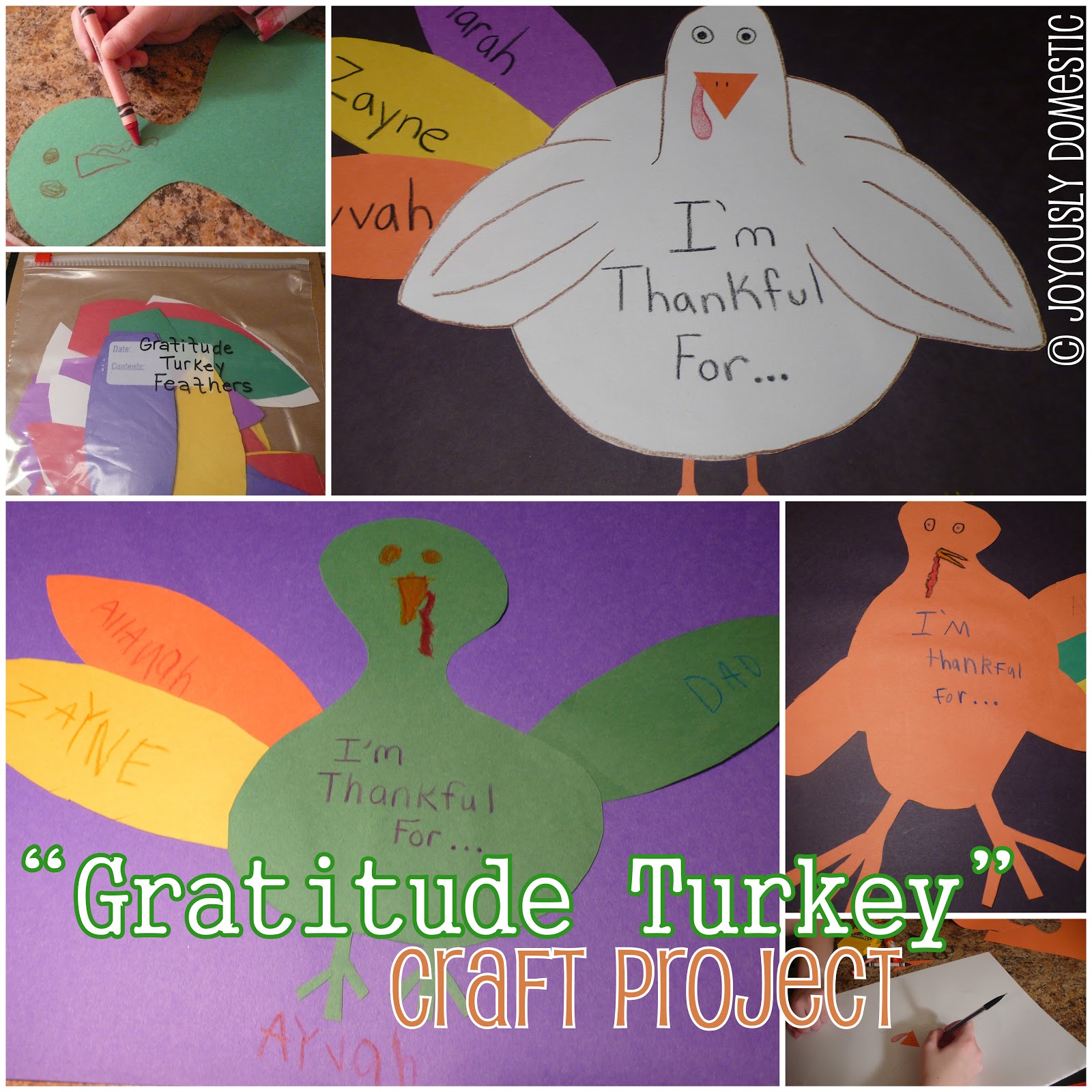Joyously Domestic: Gratitude Turkey - A Lesson in Thankfulness (Craft ...