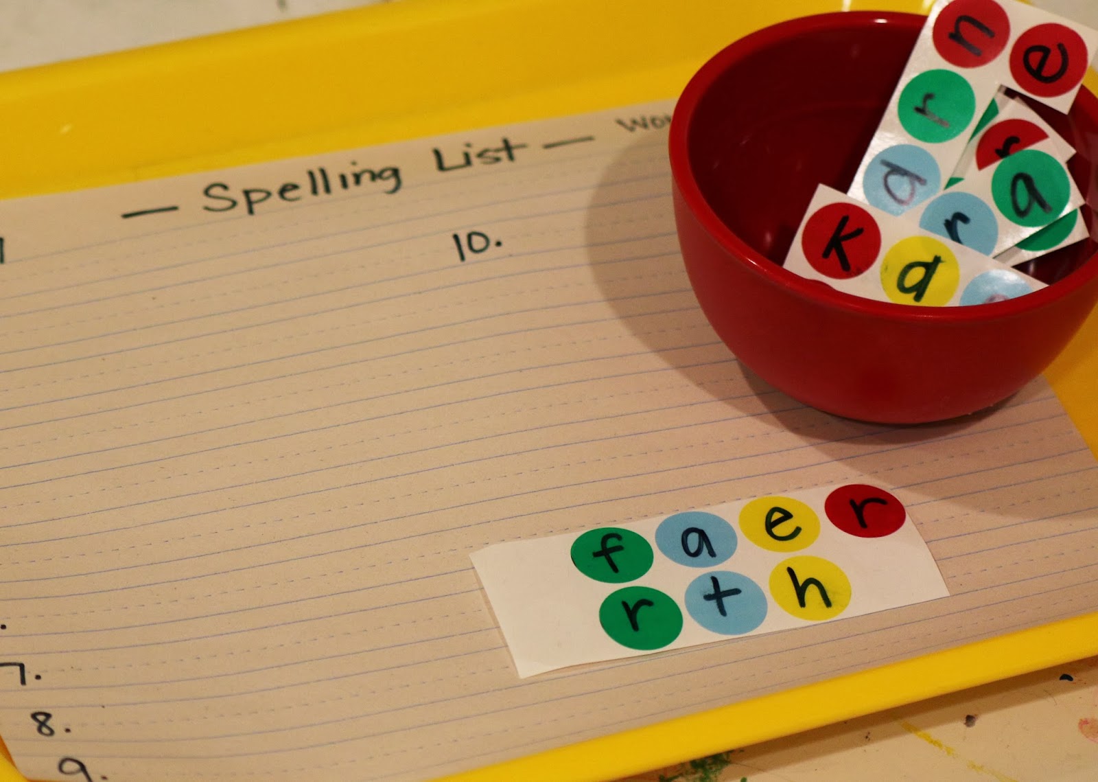 Dot Sticker Spelling Scramble {Fine Motor Friday} | School Time Snippets