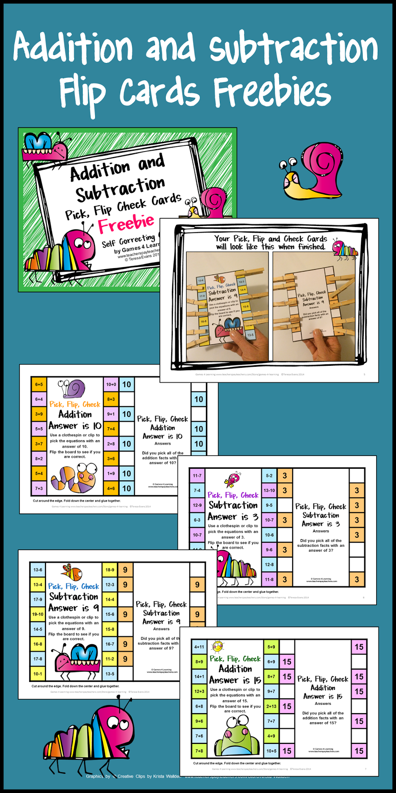 Fun Games 4 Learning: Flip Math Cards Freebies