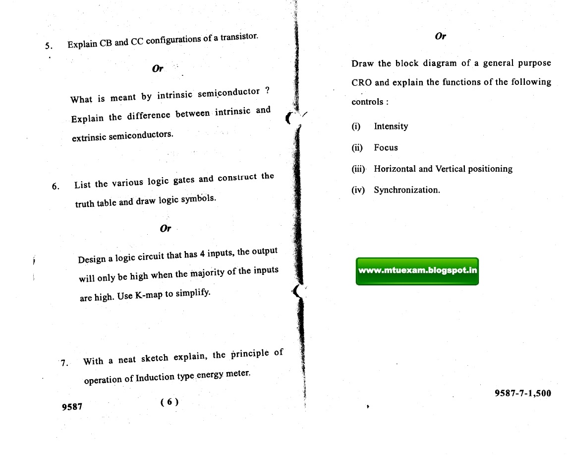 UPTU Exam: Basic Electrical & Electronics Engineering