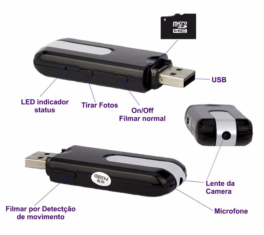 Pendrive Espião Camera Espiã Filma Tira Fotos Pendrive Espião Camera Espiã Filma Tira Fotos