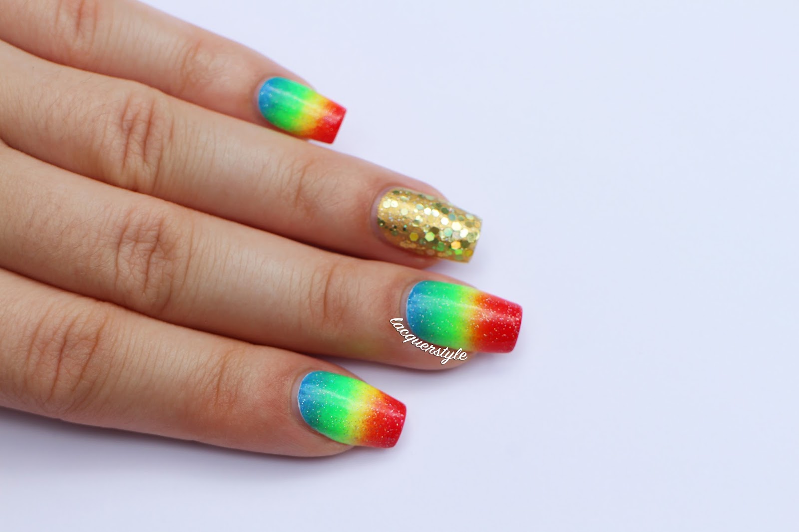 Lacquerstyle.com: Rainbow Gradient Nails + Tutorial!