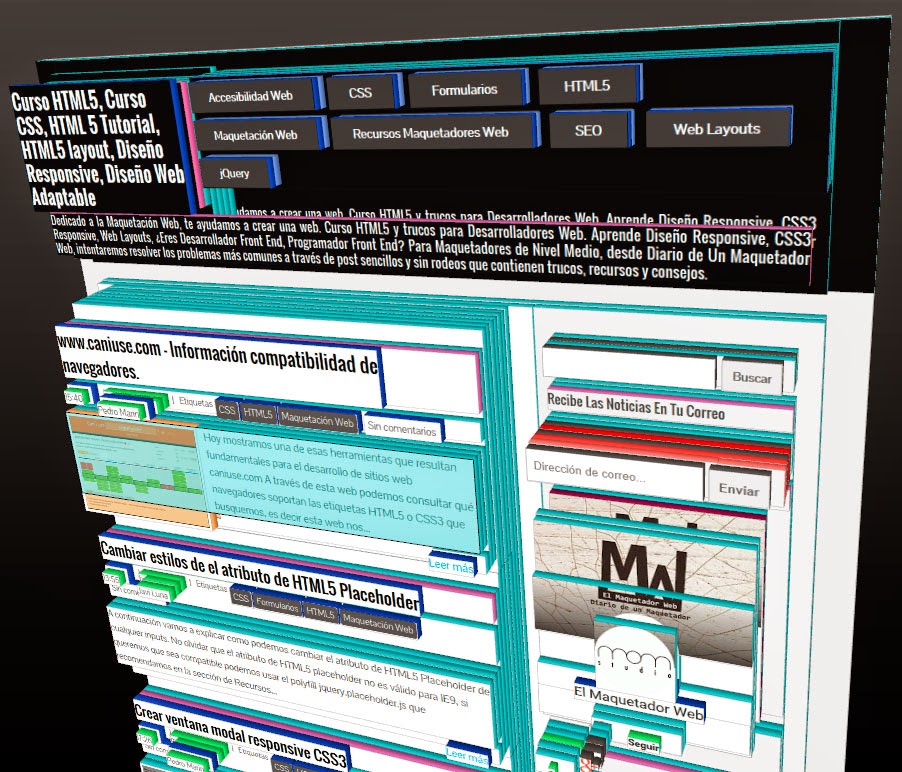 Ver estructura de la página en 3D (Vista 3d Firefox) - El Maquetador Web, Maquetación Freelance ...