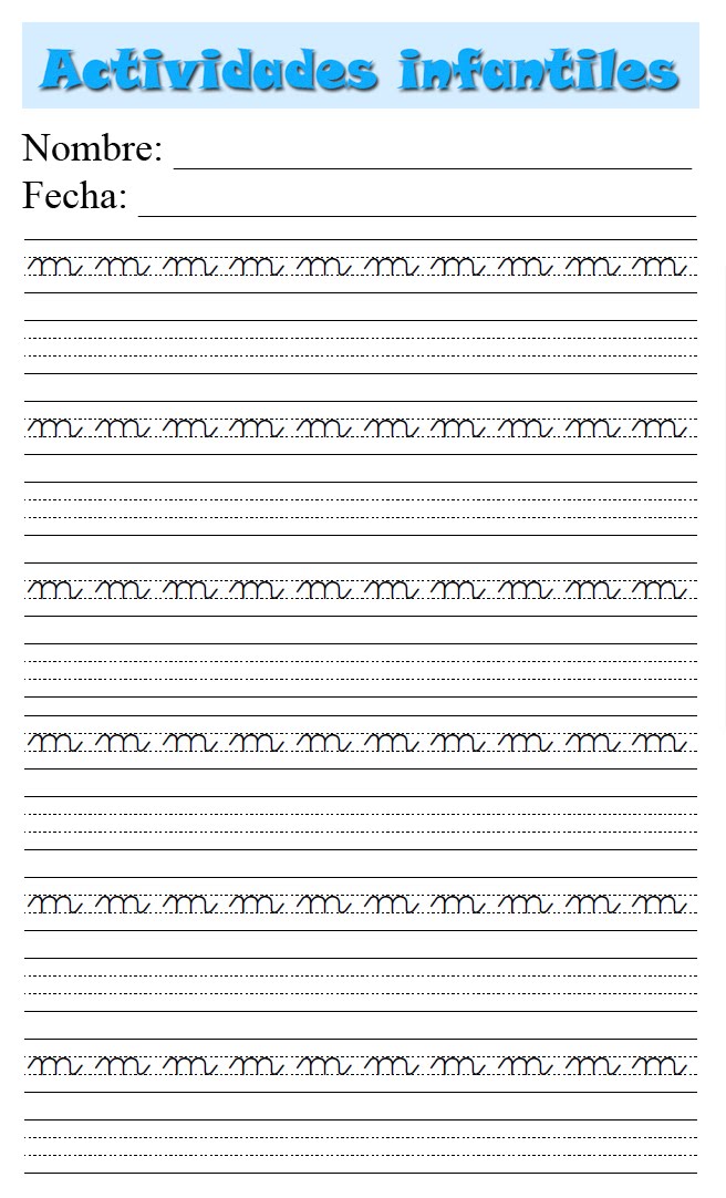 FICHAS CALIGRAFIA PRIMARIA : LETRA M : ACTIVIDADES PARA NIÑOS