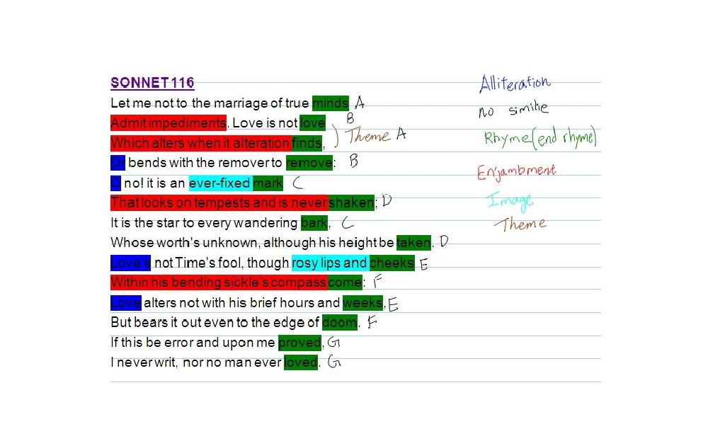 Zachary In School: Annotation: Sonnet 116