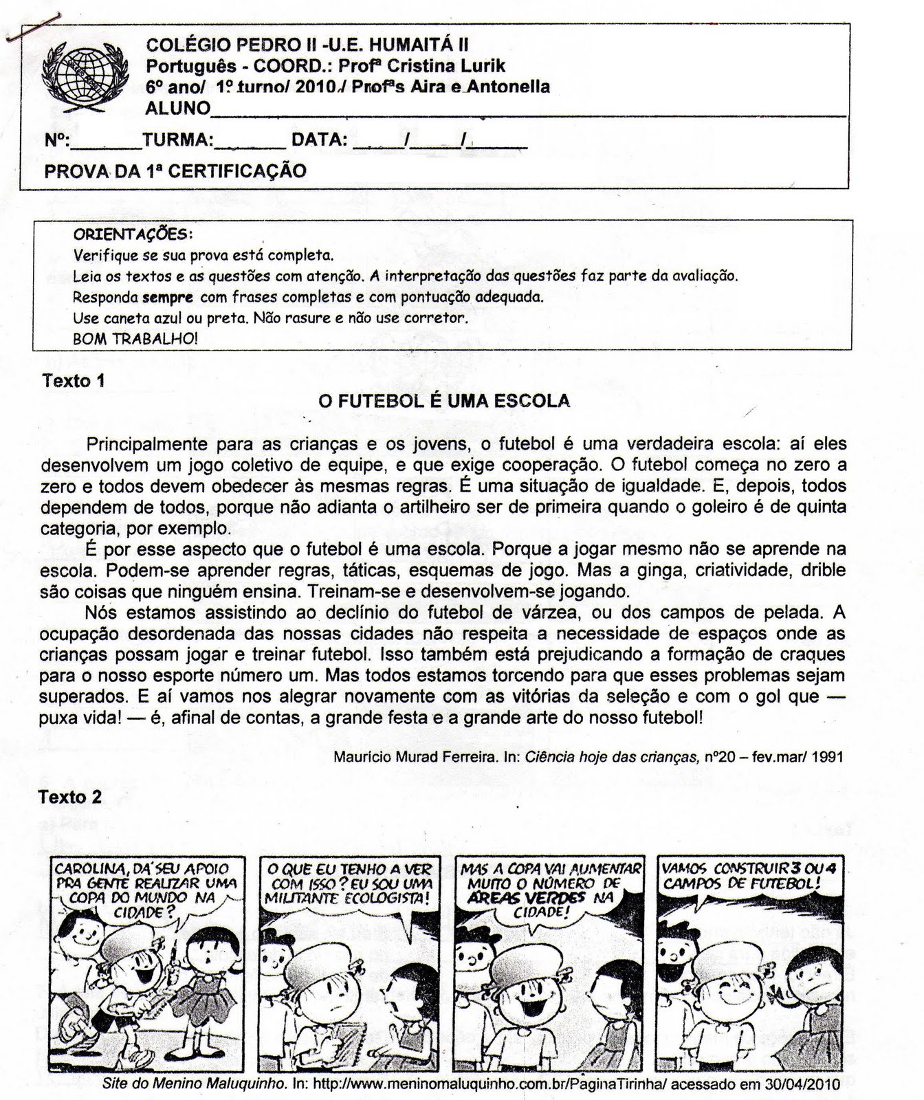 Prova De Portugues 6 Ano Interpretação De Texto Com Gabarito Prova De Portugues 6 Ano Interpretação De Texto Com Gabarito