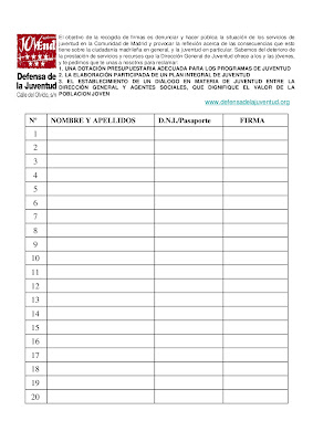 Defensa de la Juventud: Hoja de Firmas