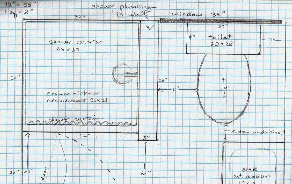 5 Acres & A Dream: Bathroom Plans On Graph Paper