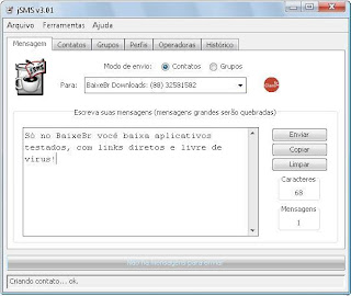 jSMS (Java Short Messages Sender) 3.01 | Português | Centraldosoft Downloads | Games Dicas e ...