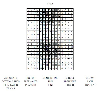 Welcome to the Circus: Wordsearch