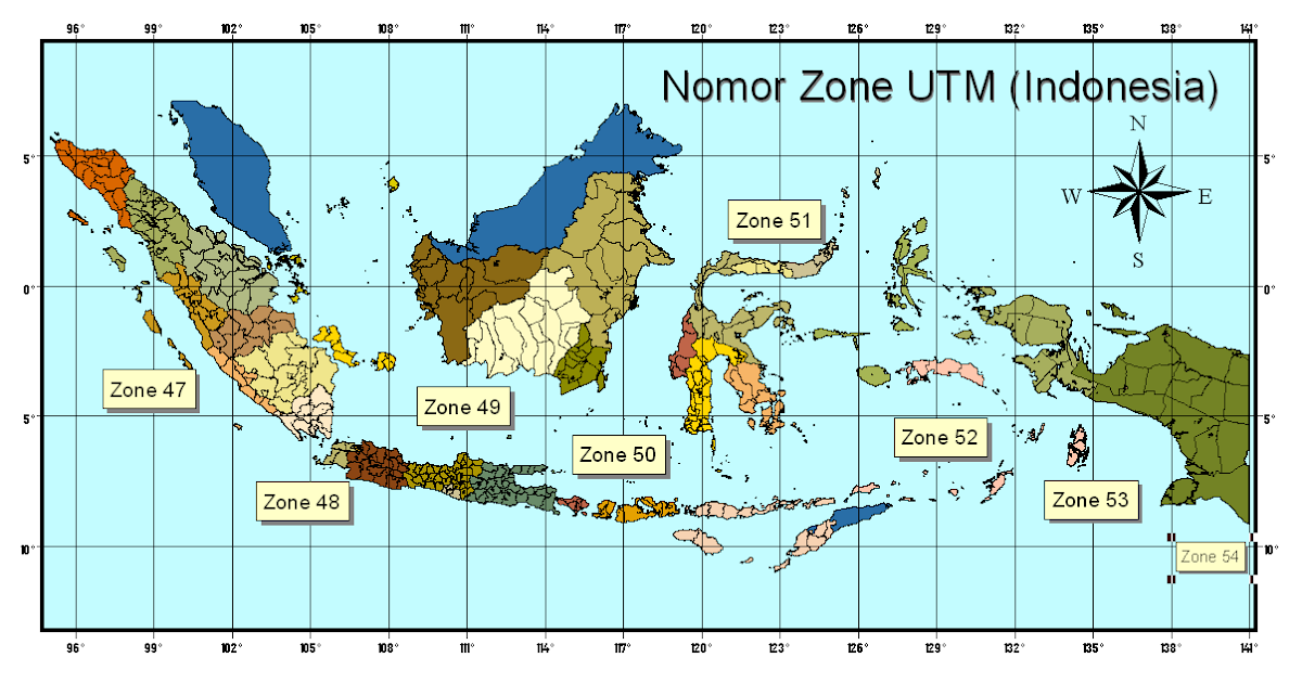 BELAJAR SISTIM INFORMASI GEOGRAFIS: Nomor Zone Proyeksi UTM untuk Indonesia BELAJAR SISTIM INFORMASI GEOGRAFIS: Nomor Zone Proyeksi UTM untuk Indonesia