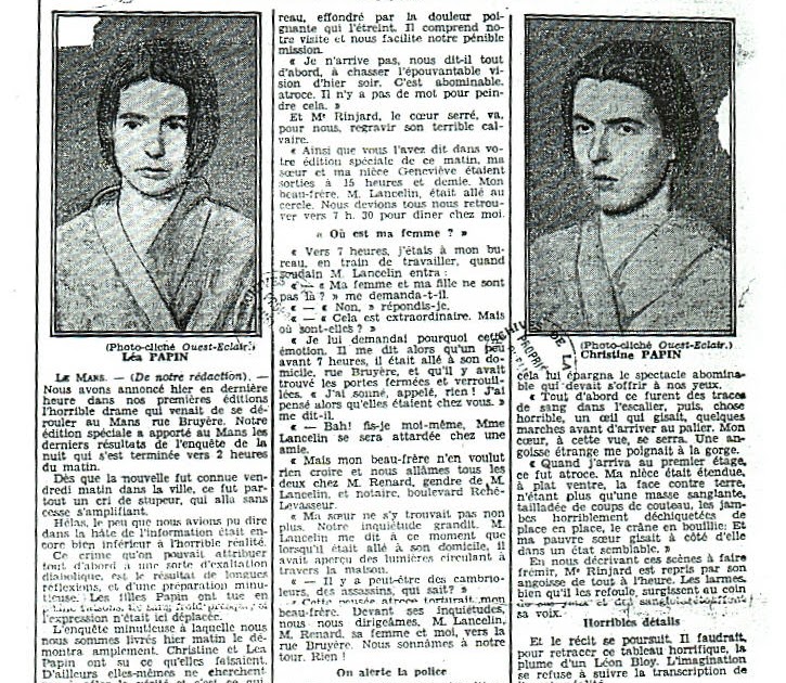 Top 103+ Pictures Christine And Lea Papin Crime Scene Photos Sharp