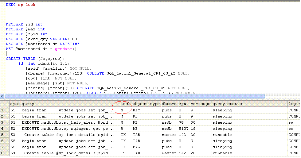 SQL and SQL only: Lock monitoring - SQL Server 2000 SQL and SQL only: Lock monitoring - SQL Server 2000