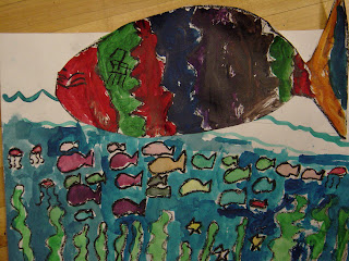 Mr. Cooper-Davis: 1st Grade- Japanese Watercolor Fish Resist