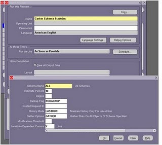 Oracle Applications DBA: Gather Schema Statistics from front-end