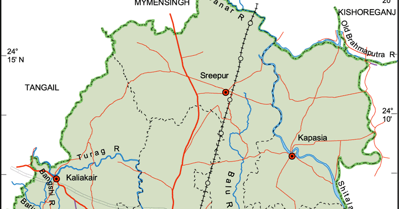 Maps of Bangladesh: Political Map of Gazipur District