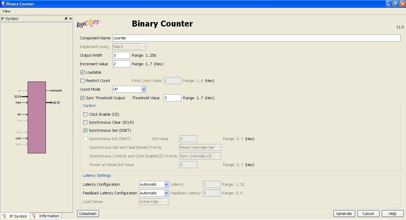 VHDL coding tips and tricks: Binary counter IP core in Xilinx Core Generator
