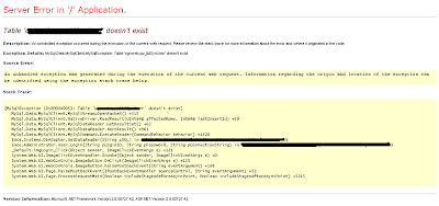 Application Development: MySql.Data.MySqlClient.MySqlException: Table 'xxx.xx_XxxxXxx' doesn't exist