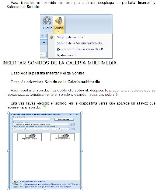 Informatica: Insertar sonidos en una presentacion