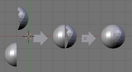 Connect two spheres of UVsphere and Icosphere using Point Cloud Skinner v0.14 - Python Support ...
