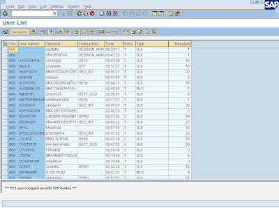 Sap Transaction Codes: SM04 - User List