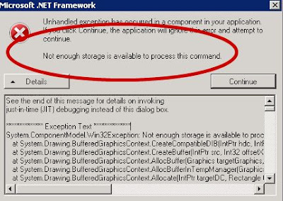 DotNet technical blog: Not enough storage is available to process this command