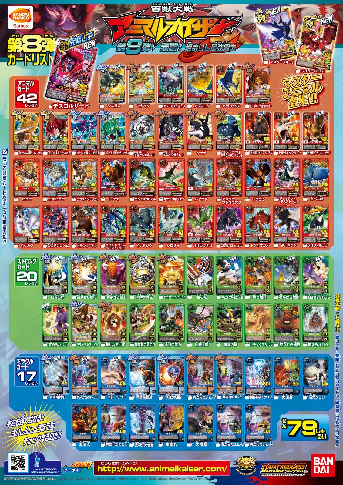 ANIMAL KAISER VERSION 1-11: Japanese card list version 8