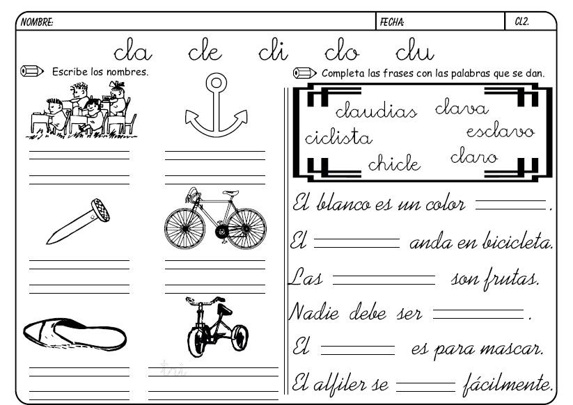 Para nuestros hijos lo mejor...: Fonemas Cl