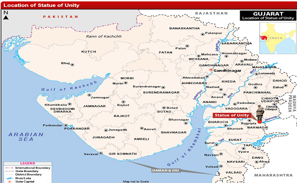 The Statue Of unity: Location Of Statue of unity