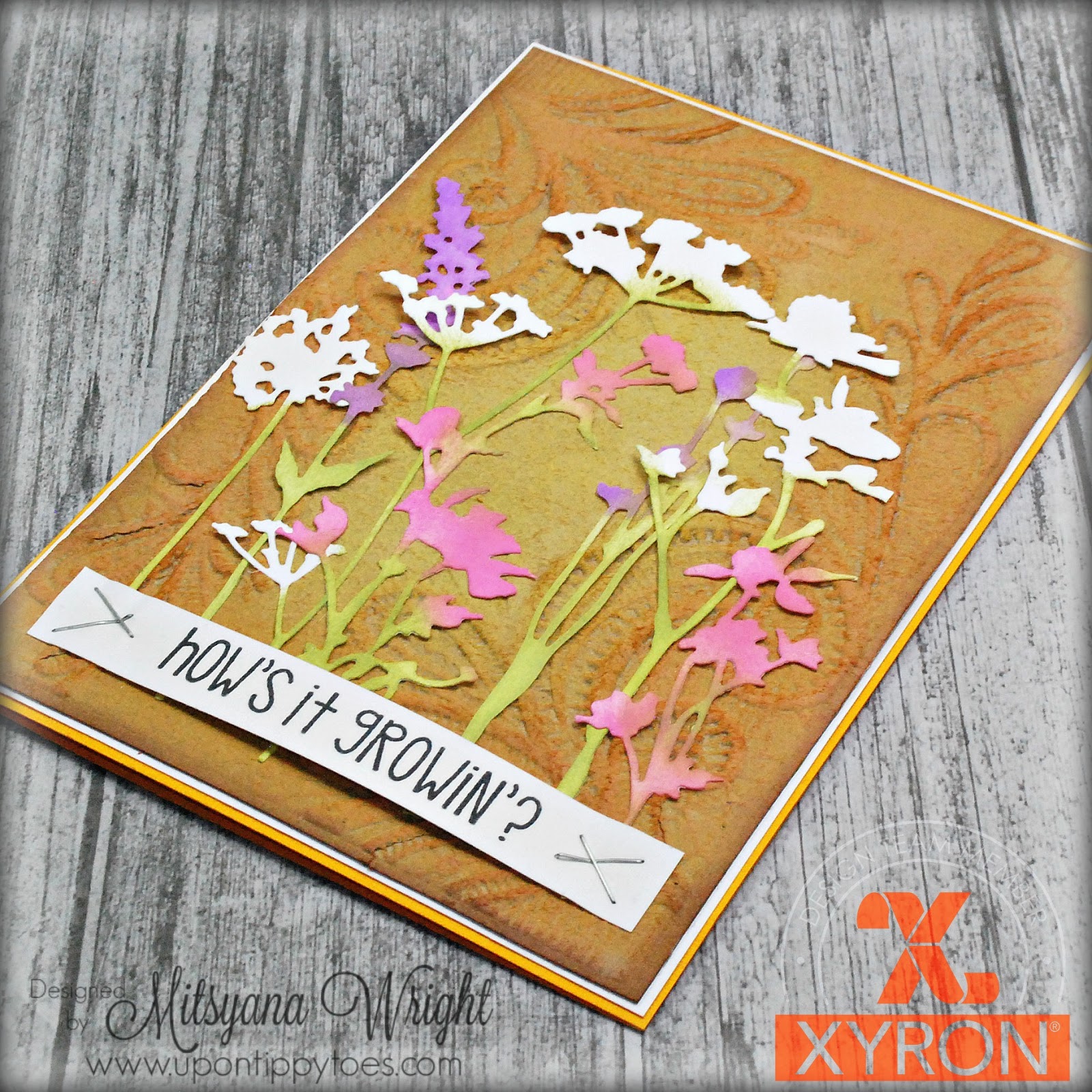 Up On Tippy Toes: 3D Embossed Chipboard Card- How's It Growing?