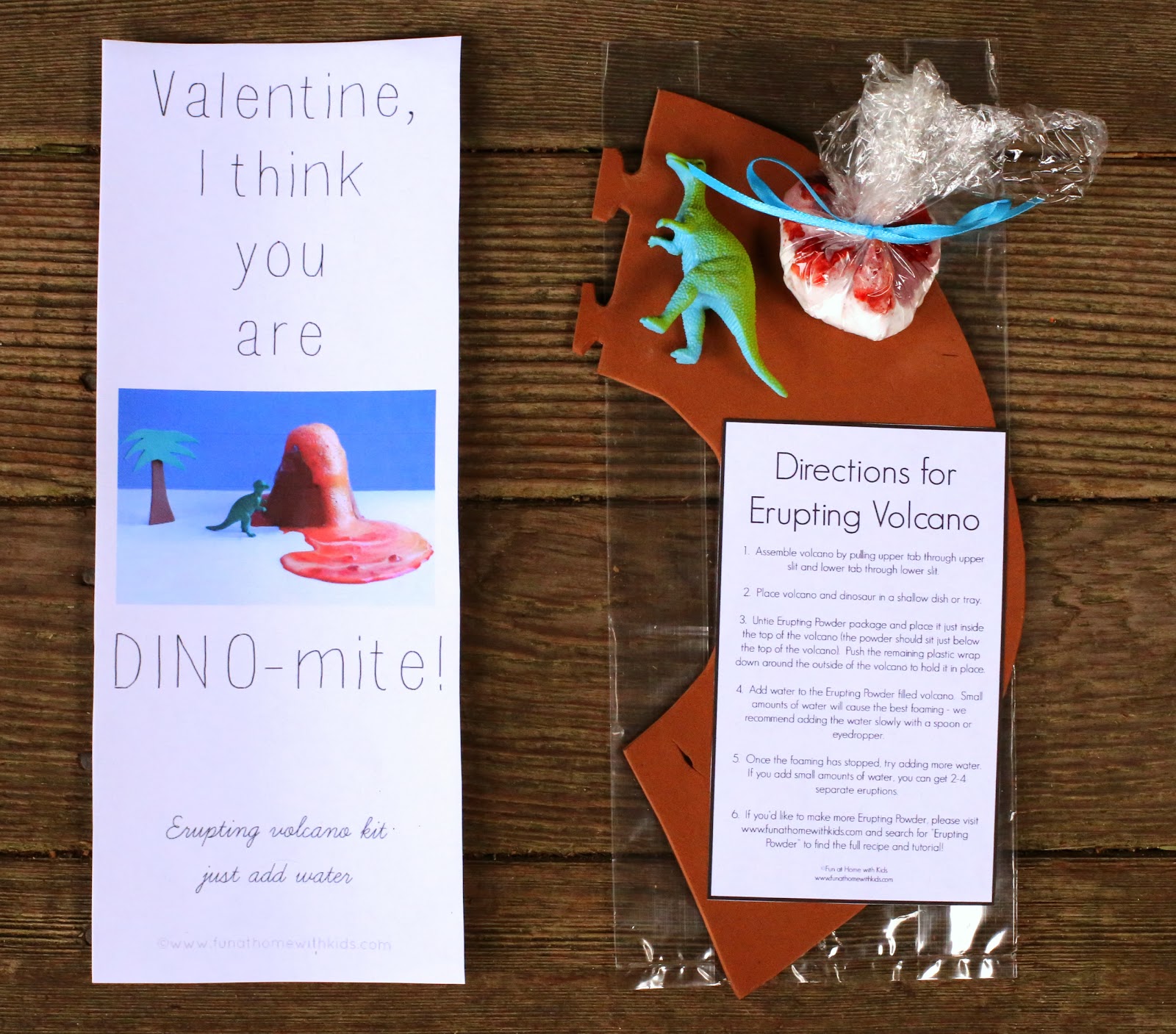 Erupting Volcano Dinosaur Valentine or Party Favor (Free Printable)