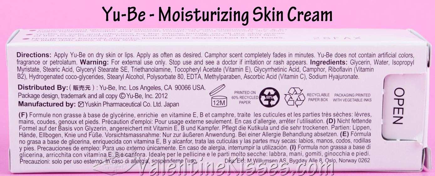 Valentine Kisses: Yu-Be Moisturizing Skin Cream & Lip Balm - pics ...