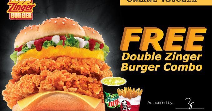 KFC - FREE Double Zinger Burger Combo Online Voucher - cancelled vin_ann