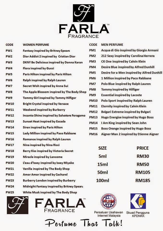 Minyak Wangi Farla: Inspired Perfume dari Jenama Terkenal