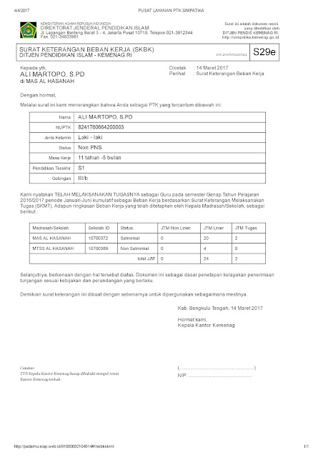 CONTOH PRINT OUT SKBK DARI SIMPATIKA KEMENAG 2017 - GURU BERBAGI