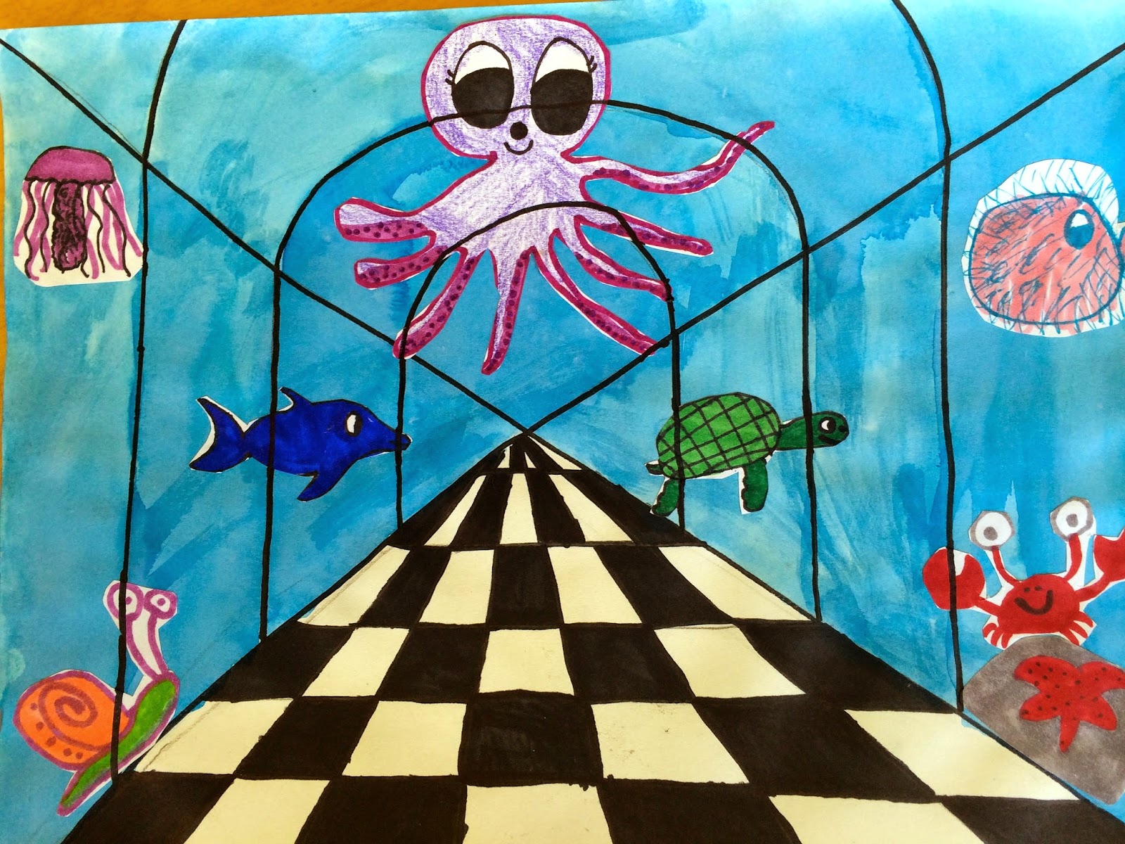 Sacred Heart art room: One Point Perspective Aquarium