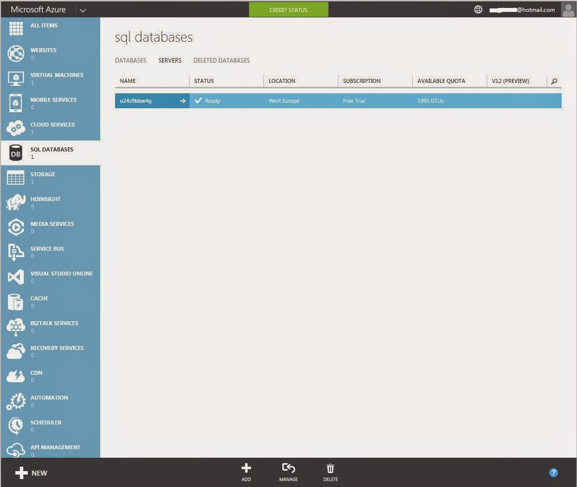 SQL Server Technet: Create SQL Azure Database(PaaS)