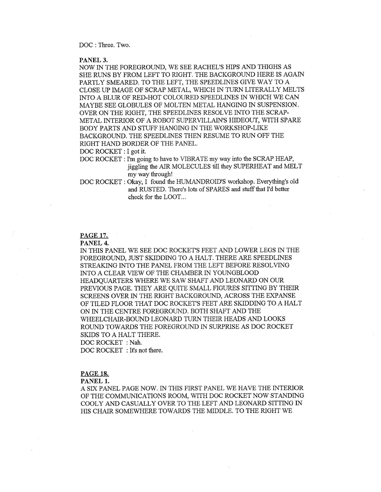 Alan Moore's Forgotten Awesome: Youngblood #3 script