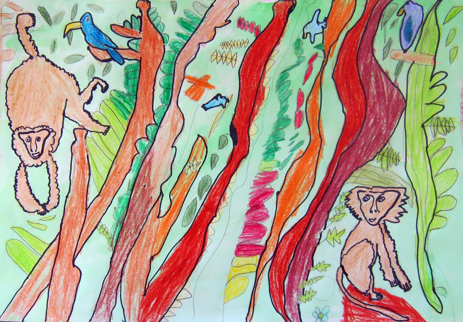 Mrs. Levine's Art Room : THIRD GRADE... Tropical forests with monkeys